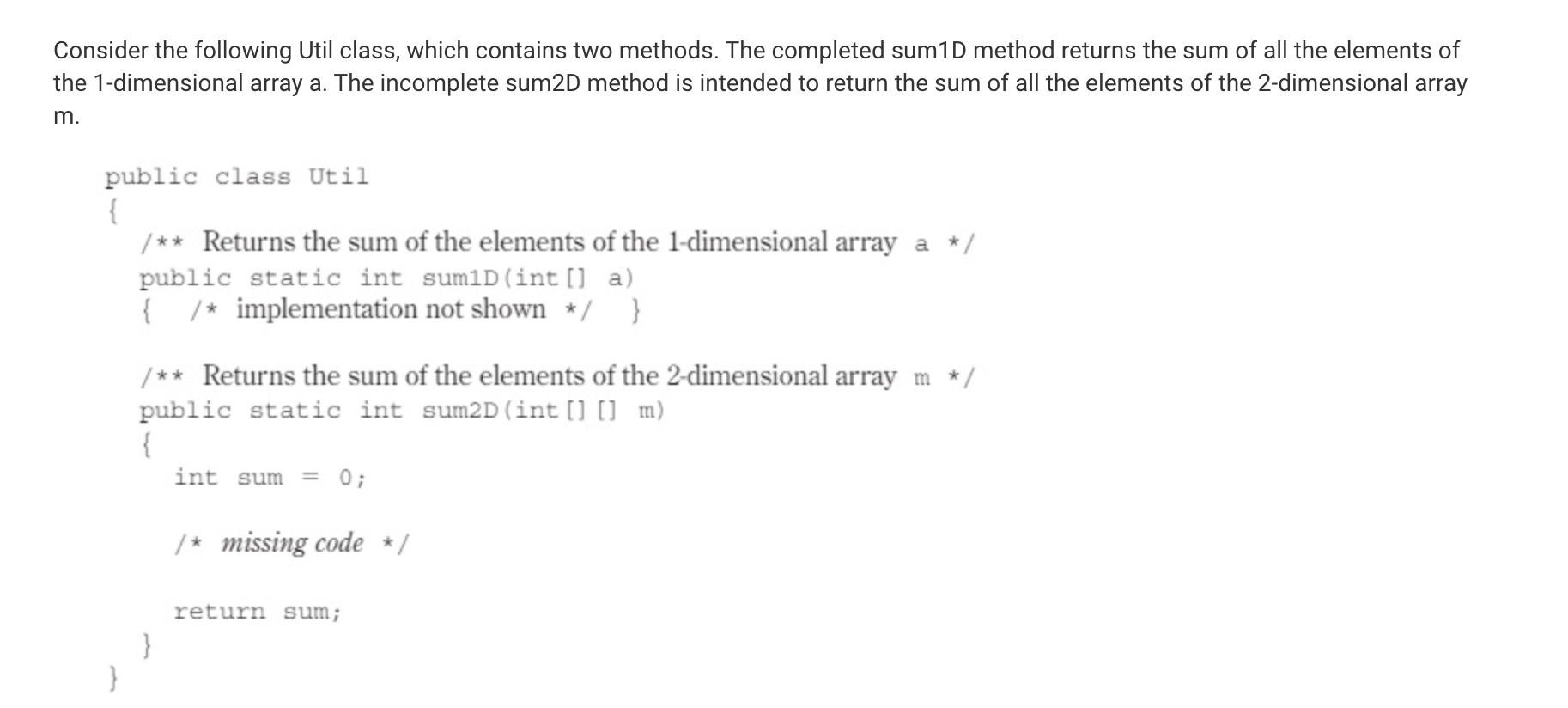 Solved Consider the following Util class, which contains two | Chegg.com