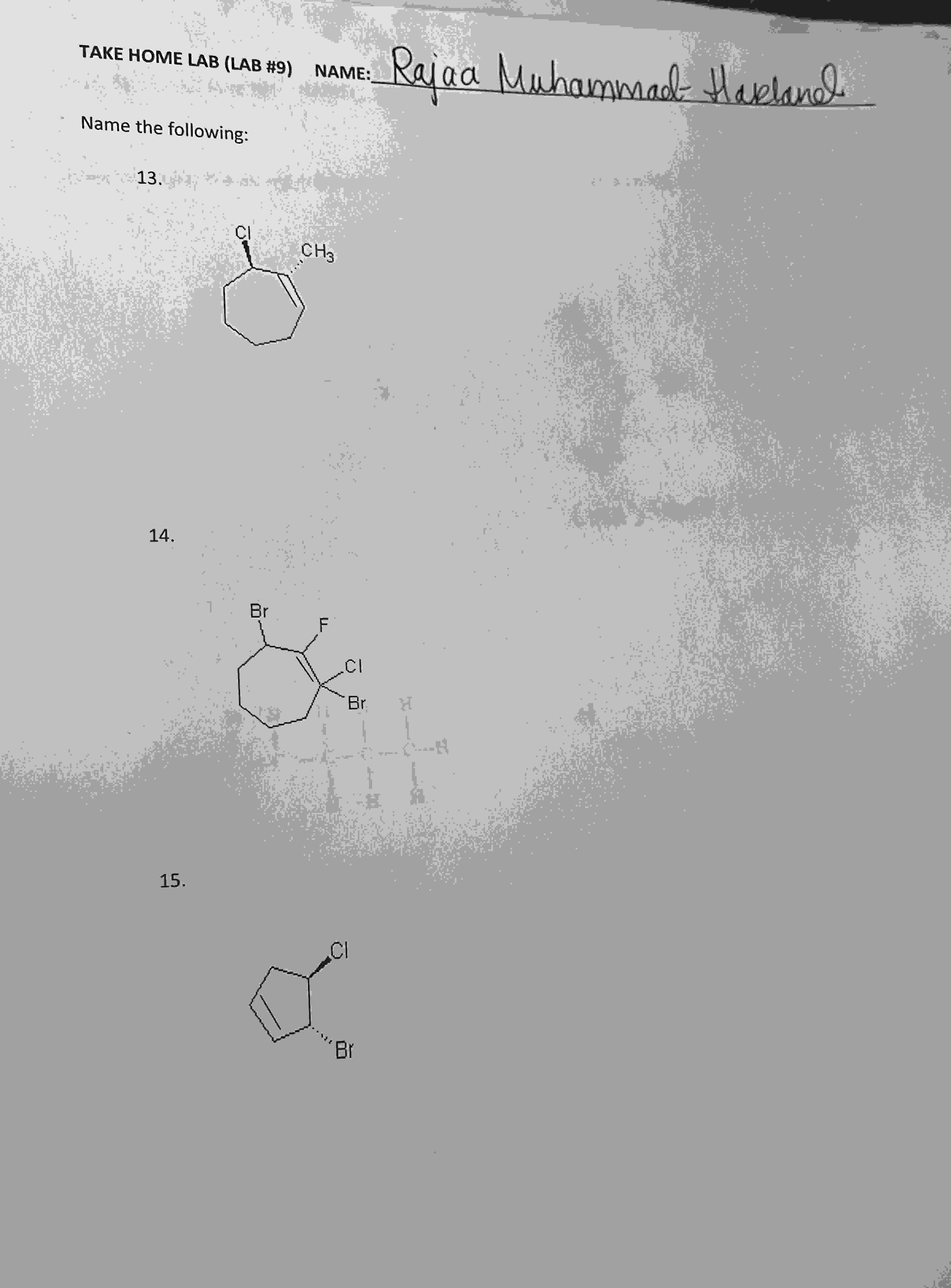 Solved take home lab organic chemistry | Chegg.com