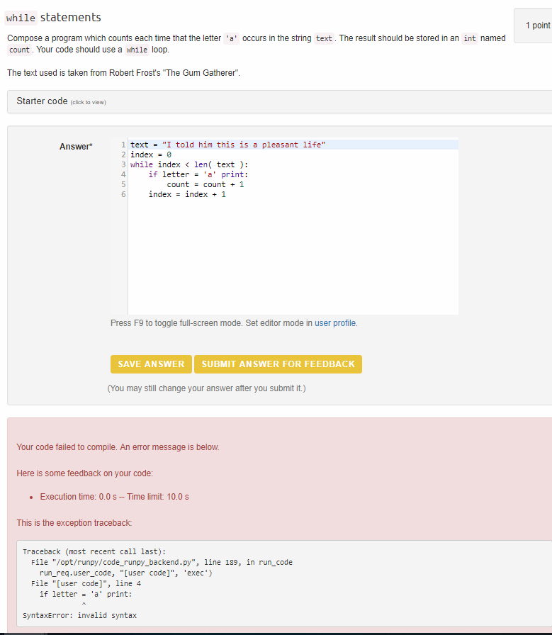 Solved While Statements 1 Point Compose A Program Which