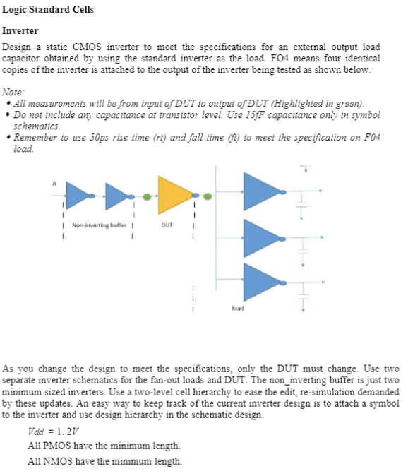 Logic Standard Cells Inverter Design a static CMOS | Chegg.com