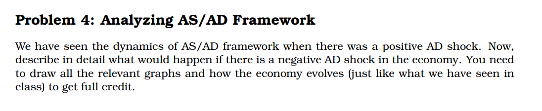 Solved Problem 4: Analyzing AS/AD Framework We have seen the | Chegg.com