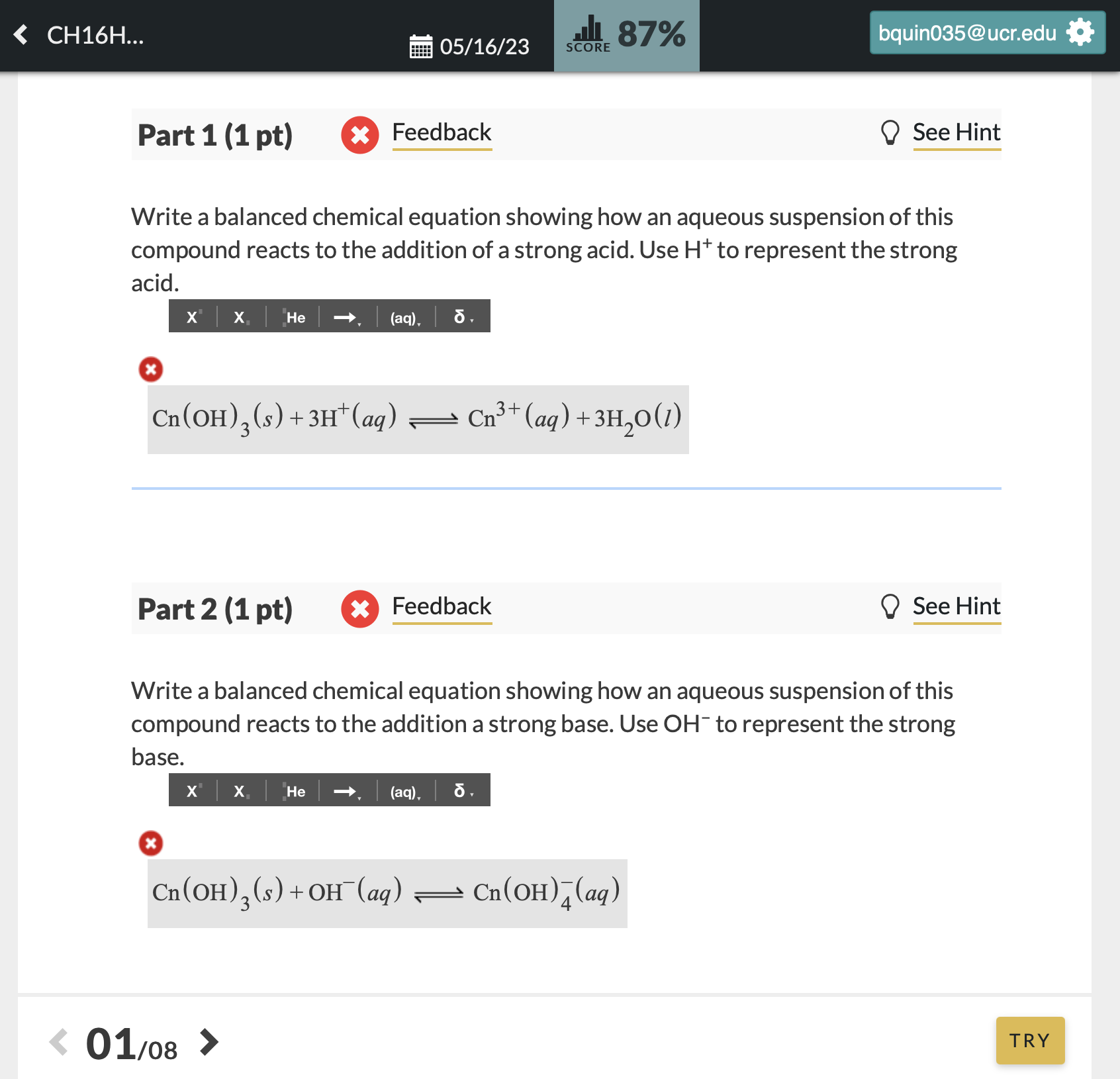 Solved Write A Balanced Chemical Equation Showing How An