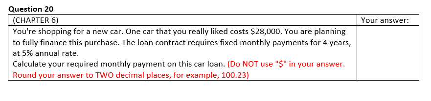 Solved Your answer: Question 20 (CHAPTER 6) You're shopping | Chegg.com