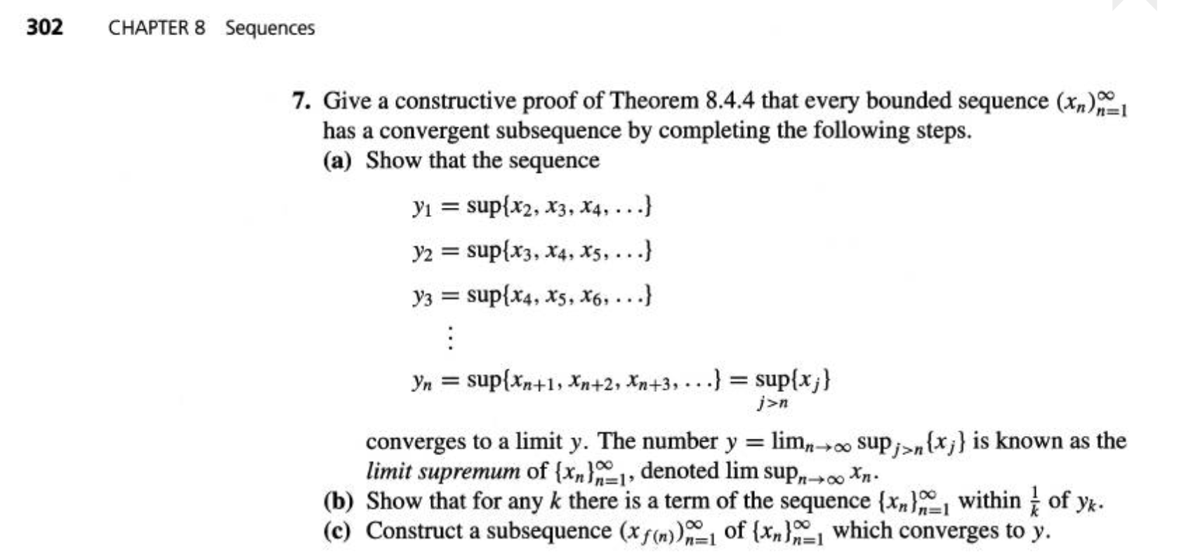 Solved 302 CHAPTER 8 Sequences 7. Give a constructive proof | Chegg.com