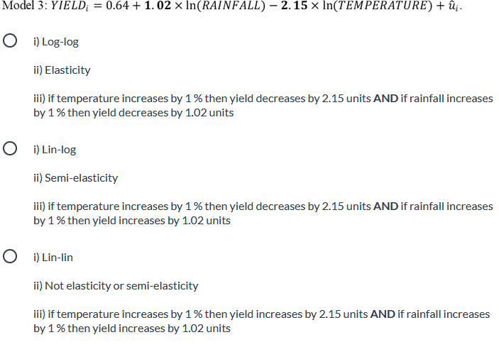 Solved For each of the models below, provide: 1) The | Chegg.com