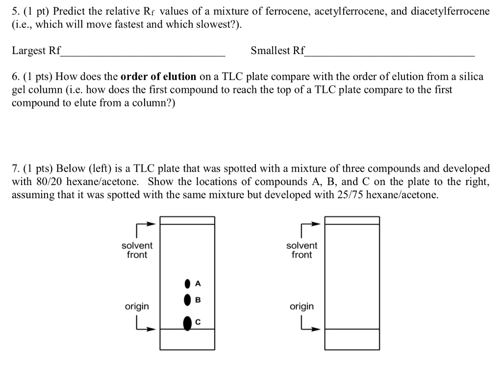Solved 5. (1 pt) Predict the relative Rf values of a mixture | Chegg.com