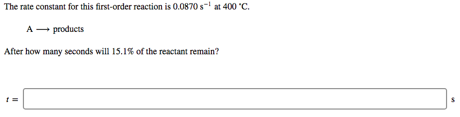 Solved The rate constant for this first-order reaction is | Chegg.com