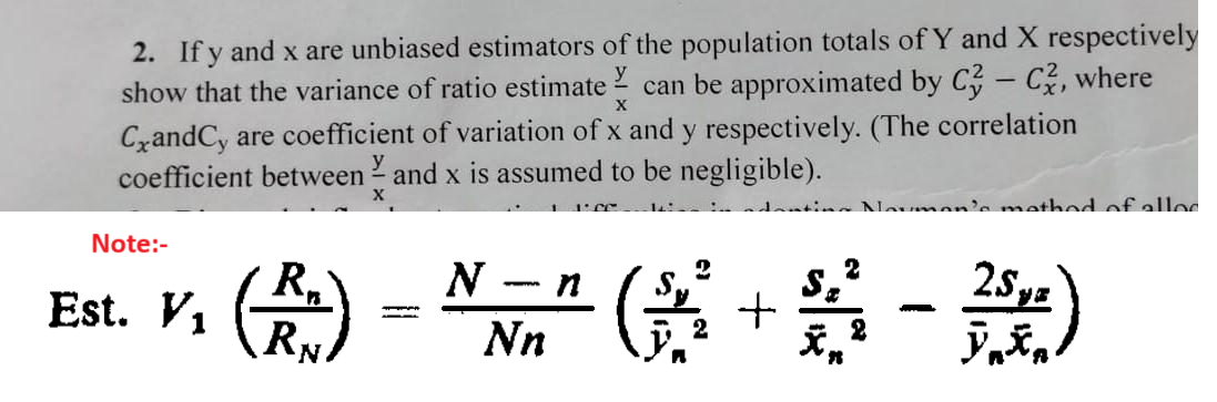 Solved If y ﻿and x ﻿are unbiased estimators of the | Chegg.com