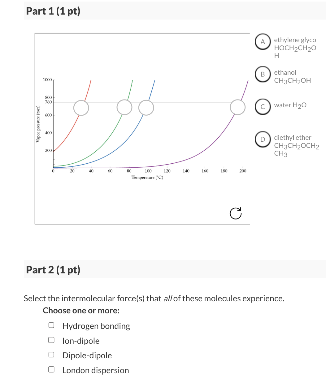 Solved Part 1 (1 ﻿pt)Part 2 (1 ﻿pt)Select the intermolecular | Chegg.com