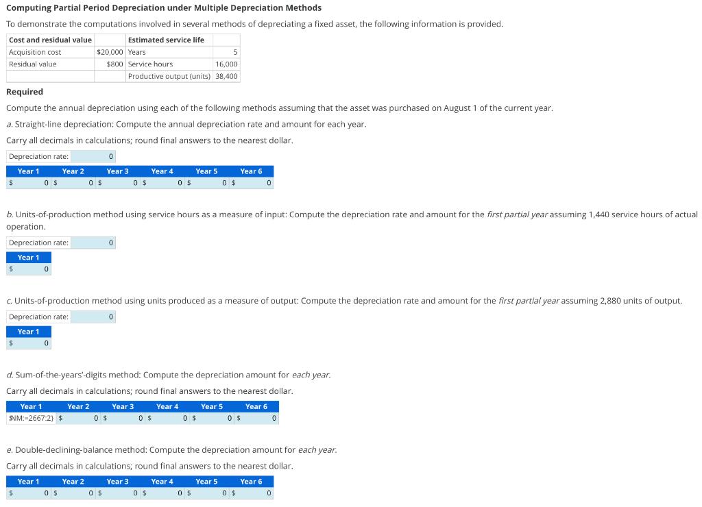 Solved Computing Partial Period Depreciation under Multiple | Chegg.com