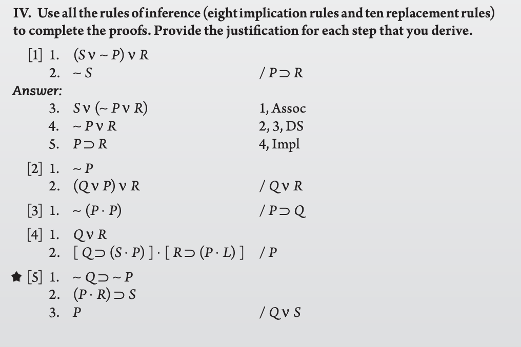 Solved ~S IV. Use all the rules ofinference (eight | Chegg.com