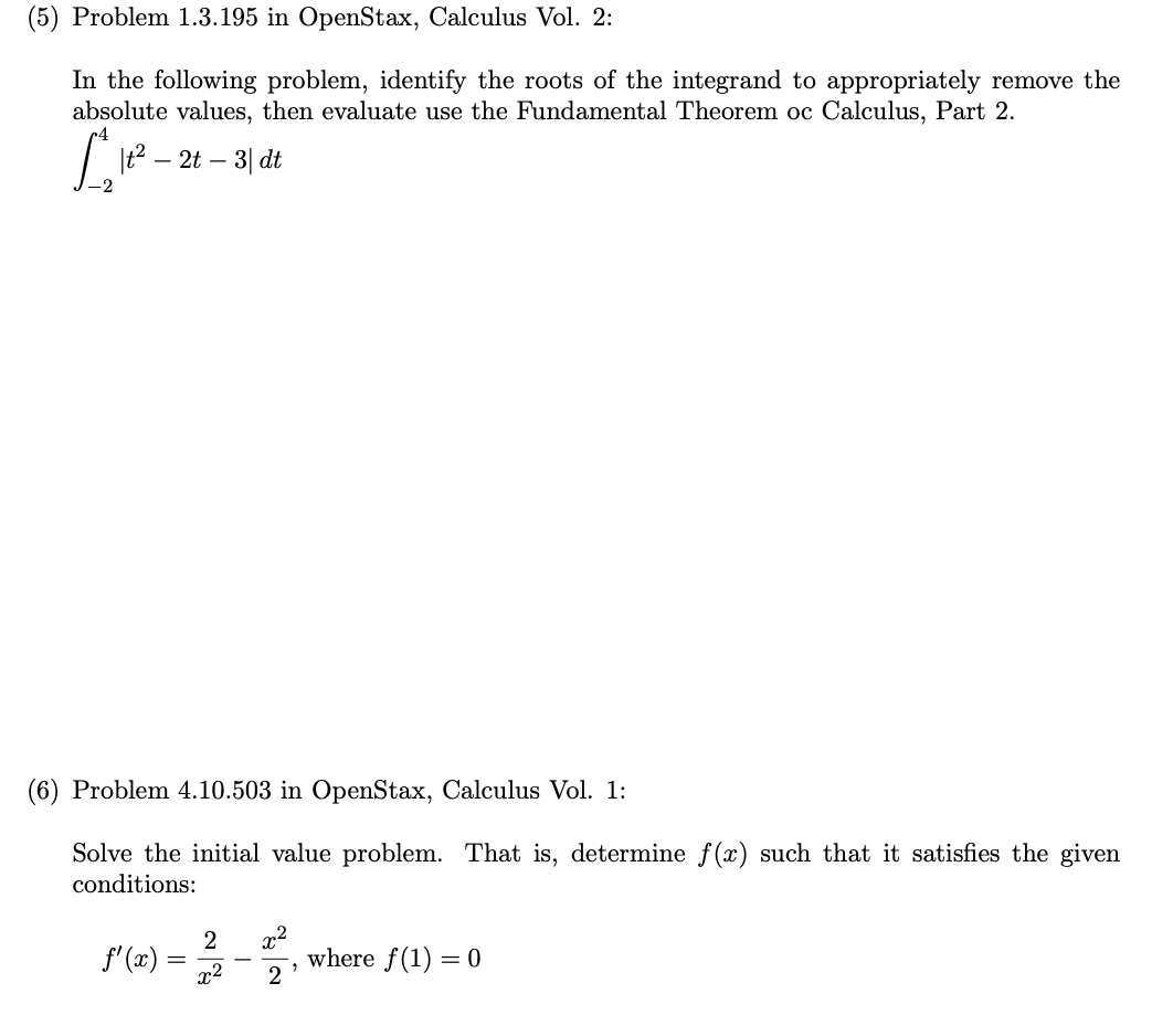 5) Problem 1.3.195 in OpenStax, Calculus Vol. 2: In | Chegg.com