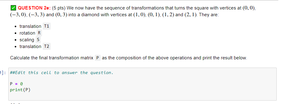 Solved QUESTION 2e: (5 pts) We now have the sequence of | Chegg.com