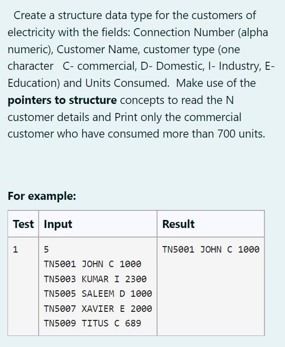 Solved Create a structure data type for the customers of | Chegg.com