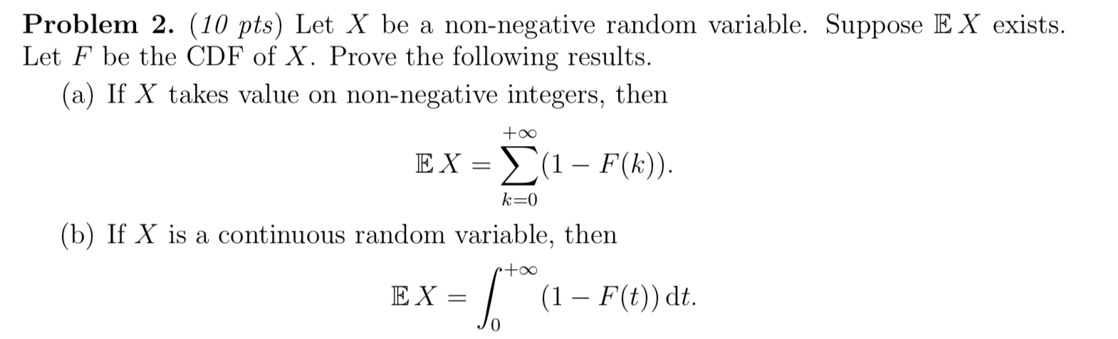 Solved Problem 2. (10 pts) Let X be a non-negative random | Chegg.com