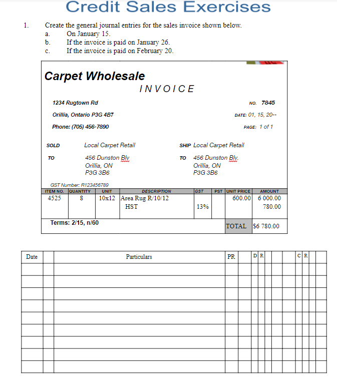 Solved 1. Credit Sales Exercises Create the general journal | Chegg.com