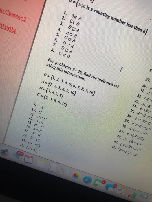 Solved {x|x is a counting number less than 6} 1. 3E A 2. 0E | Chegg.com
