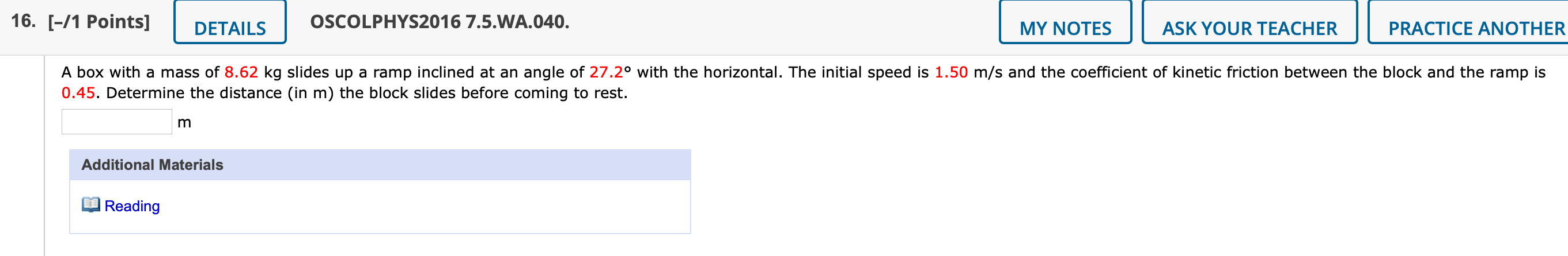 Solved 16 [ 1 Points] Oscolphys2016 7 5 Wa 040 Details My