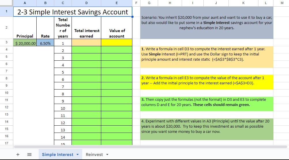 Solved 2-3 ﻿Simple Interest Savings AccountScenario: You | Chegg.com