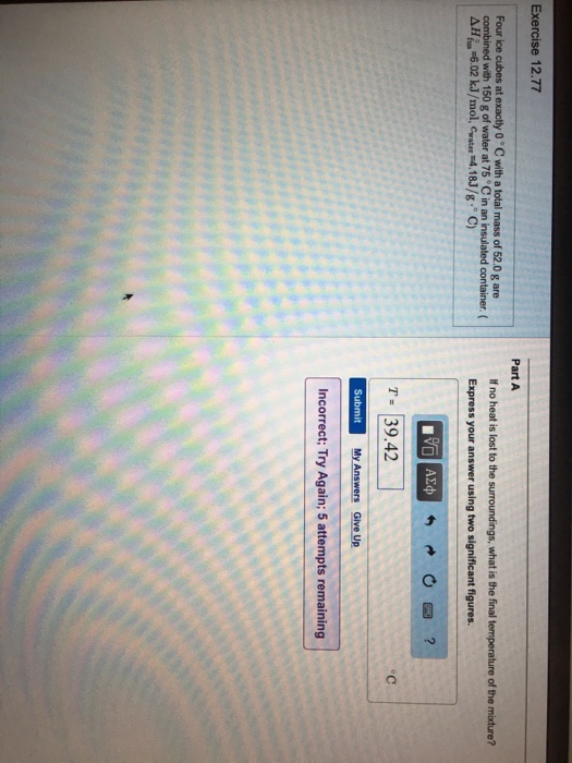 Solved Four ice cubes at exactly 0 degree C with a total | Chegg.com