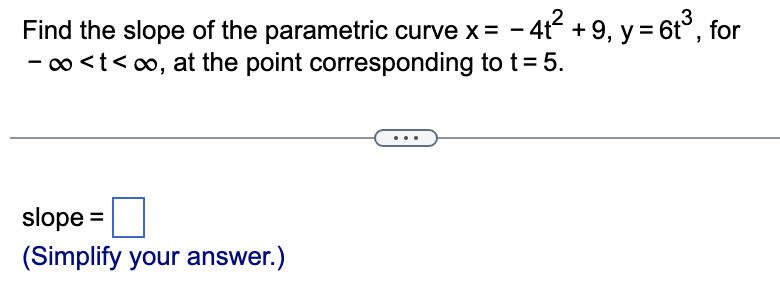 Solved Find the slope of the parametric curve | Chegg.com