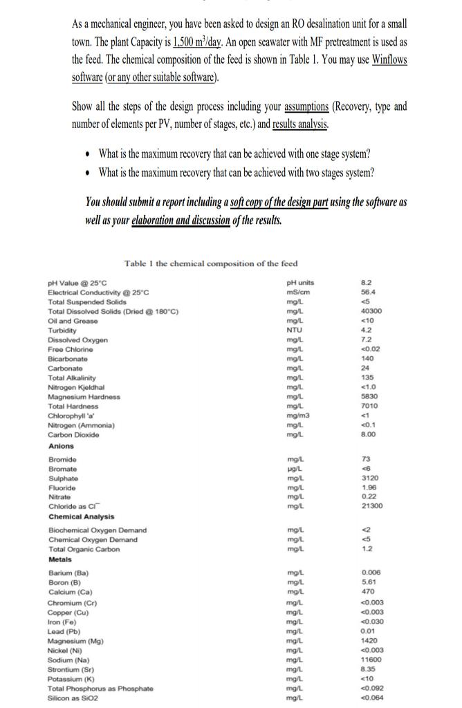 As a mechanical engineer, you have been asked to | Chegg.com