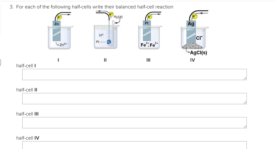 Solved 3. For each of the following half-cells write their | Chegg.com