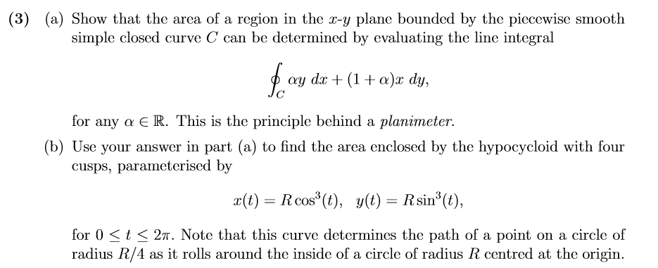 Solved (3) (a) Show that the area of a region in the x-y | Chegg.com