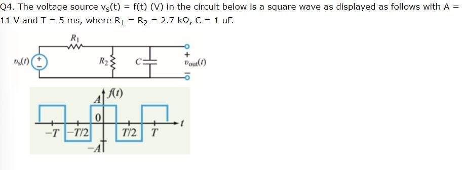 Solved Q4. The voltage source vs(t)=f(t)(V) in the circuit | Chegg.com
