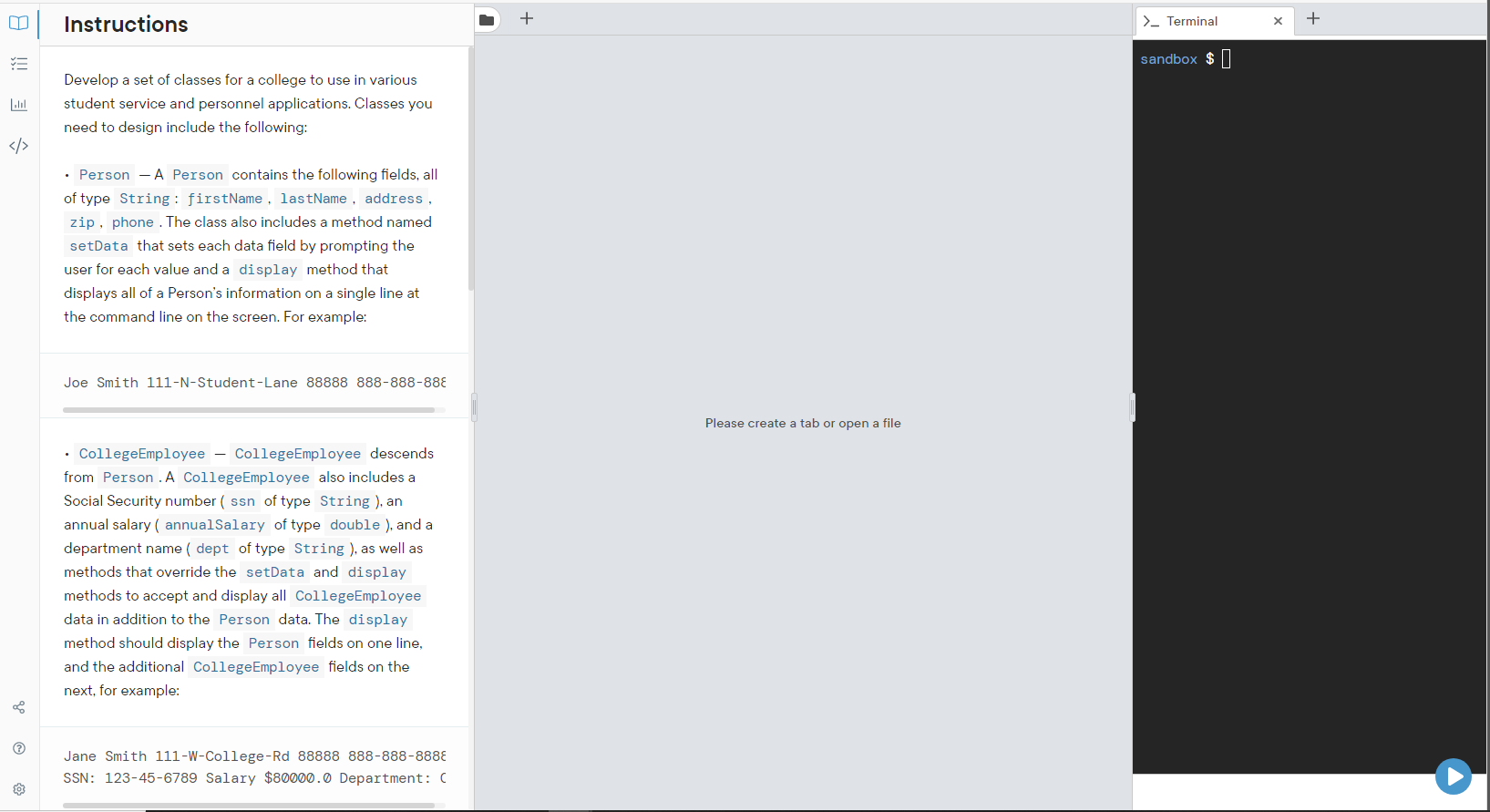 Solved CODE IN JAVA Develop a set of classes for a college | Chegg.com