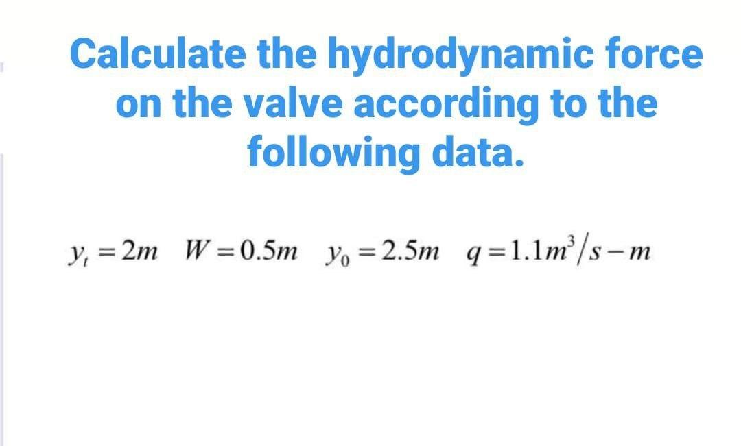 Solved Calculate the hydrodynamic force on the valve | Chegg.com