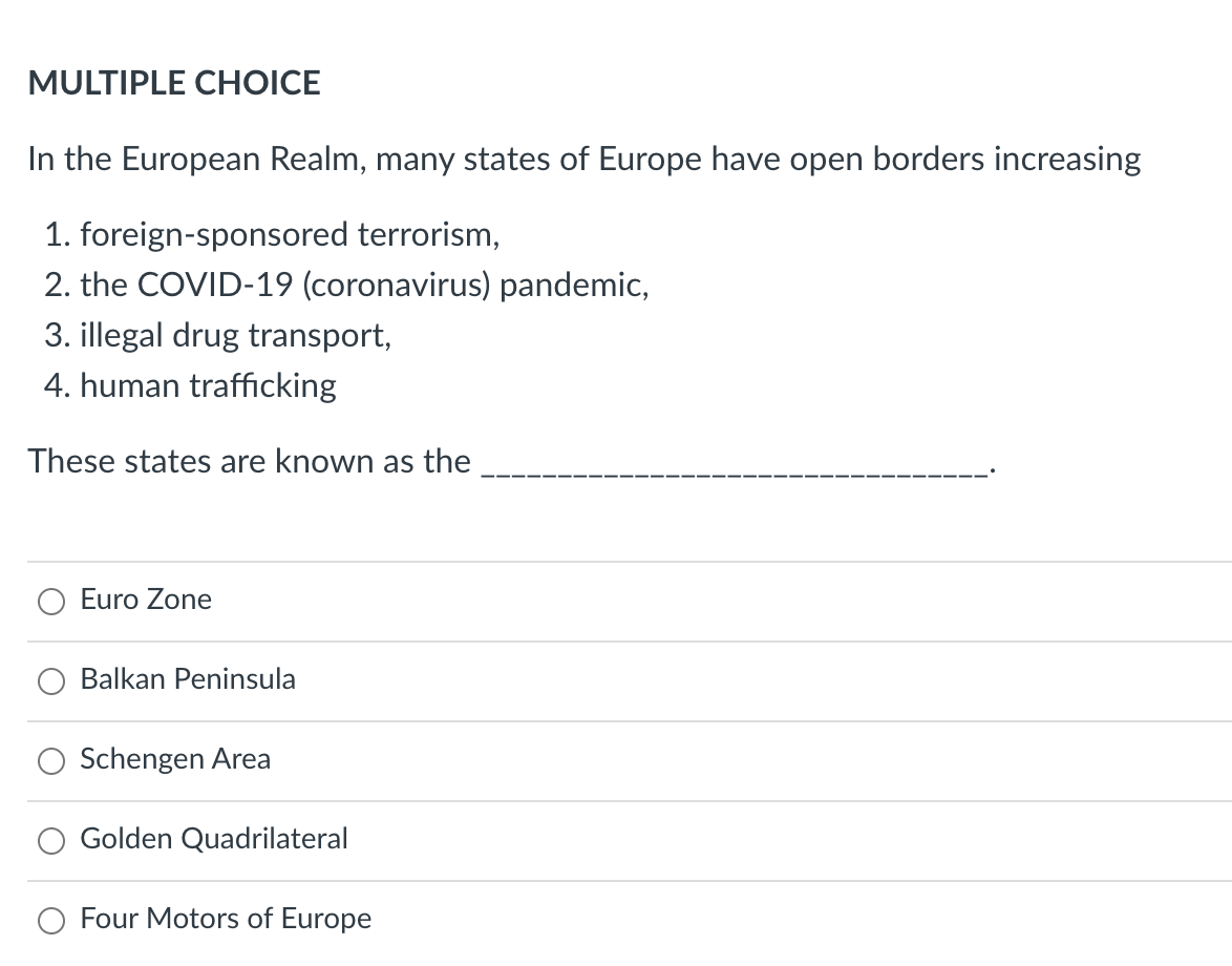Solved MULTIPLE CHOICE In the European Realm, many states of | Chegg.com