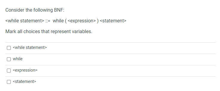 Solved Consider the following BNF: >:= do while (); Mark | Chegg.com