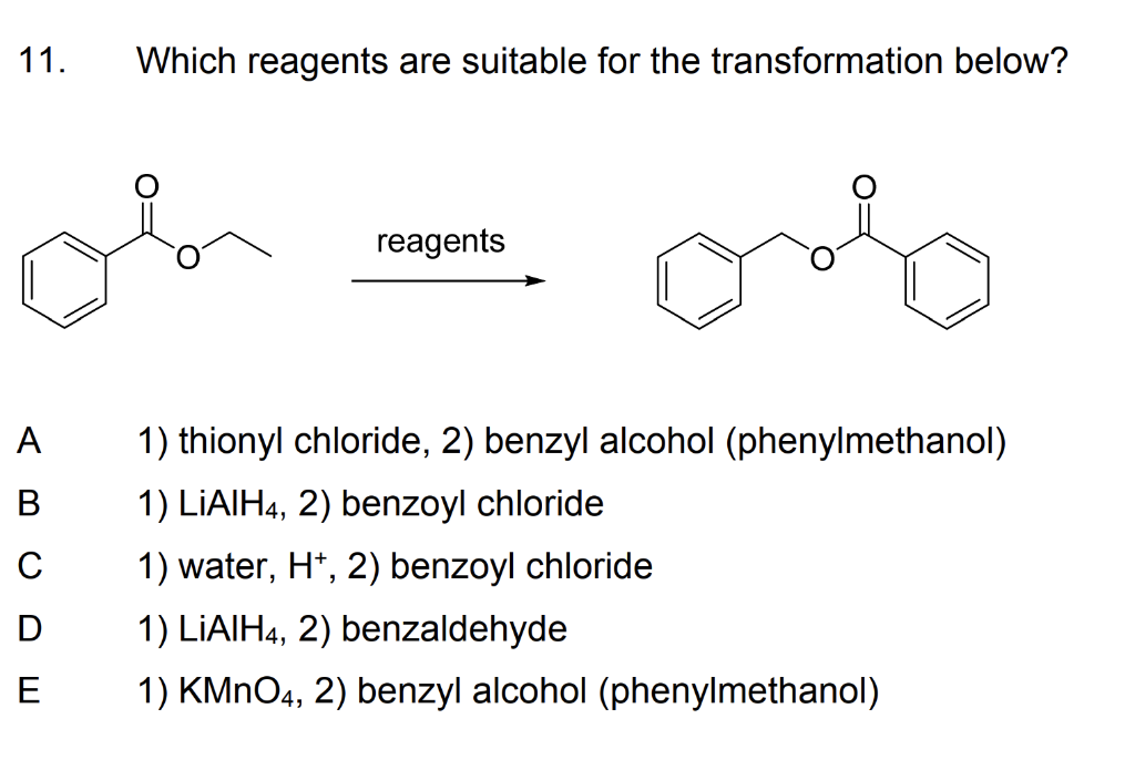 Solved 11. Which reagents are suitable for the | Chegg.com
