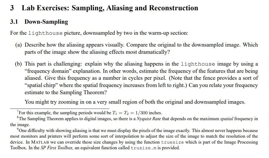 Solved 3.1 Down-Sampling For the lighthouse picture, | Chegg.com