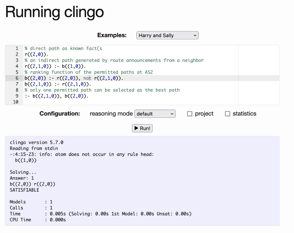 Solved Use Clingo solver to reproduce correct ASP for AS1, | Chegg.com