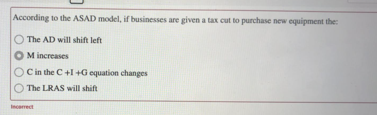 Solved According to the ASAD model, if businesses are given | Chegg.com