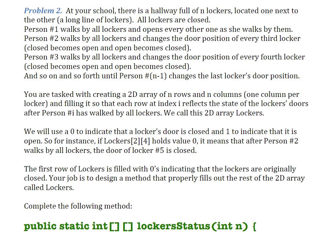 Solved Problem 2. At your school, there is a hallway full of | Chegg.com