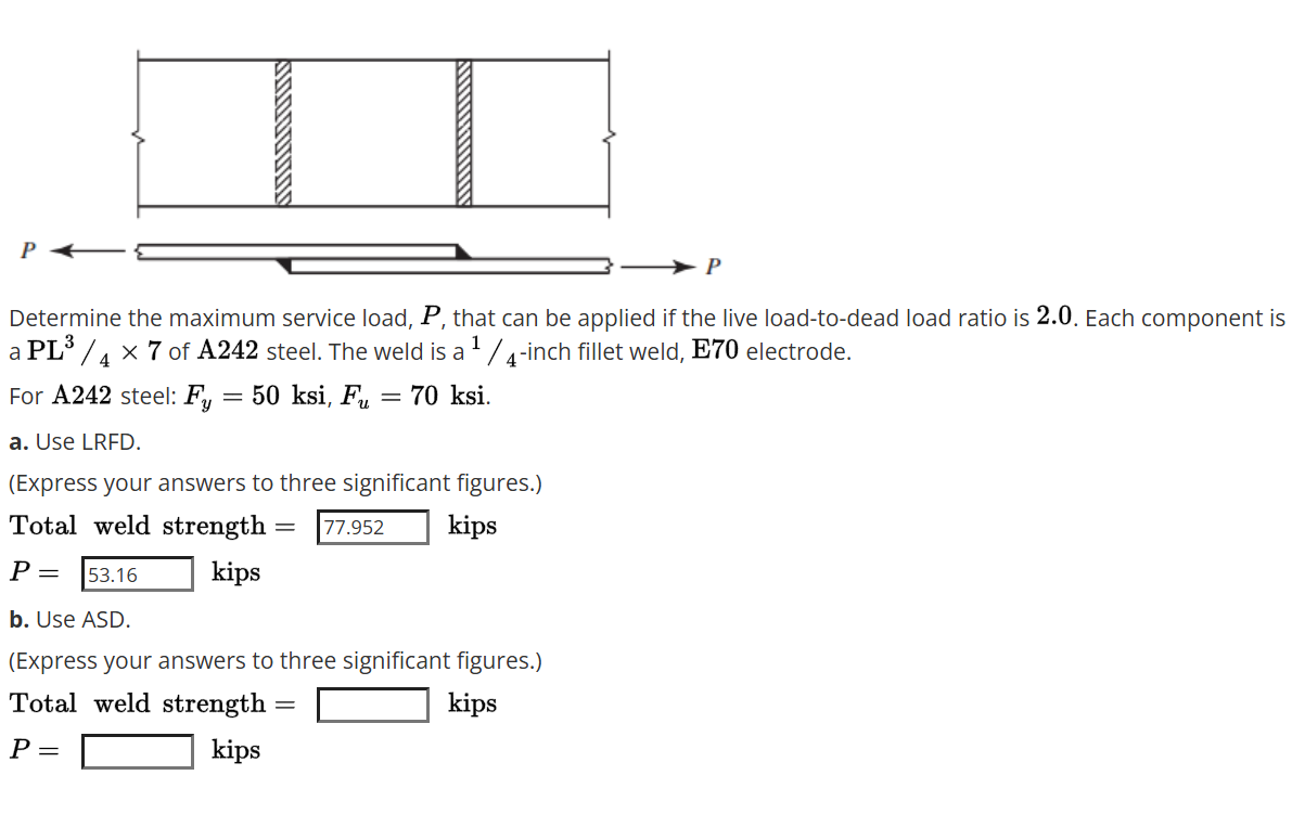 Determine the maximum service load, P, ﻿that can be | Chegg.com