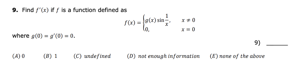 Solved 9. Find f'(x) if f is a function defined as f(x) = | Chegg.com