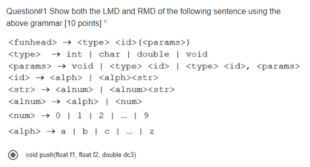 Solved Question#1 Show both the LMD and RMD of the following | Chegg.com