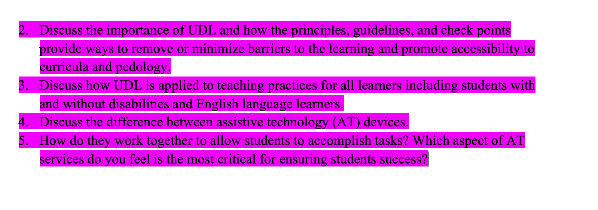 2. Discuss the importance of UDL and how the | Chegg.com
