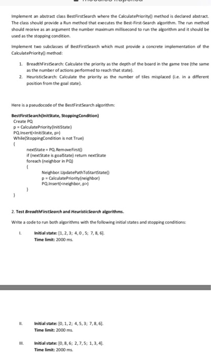 Solved The 8-puzzle is a sliding puzzle that is played on a | Chegg.com