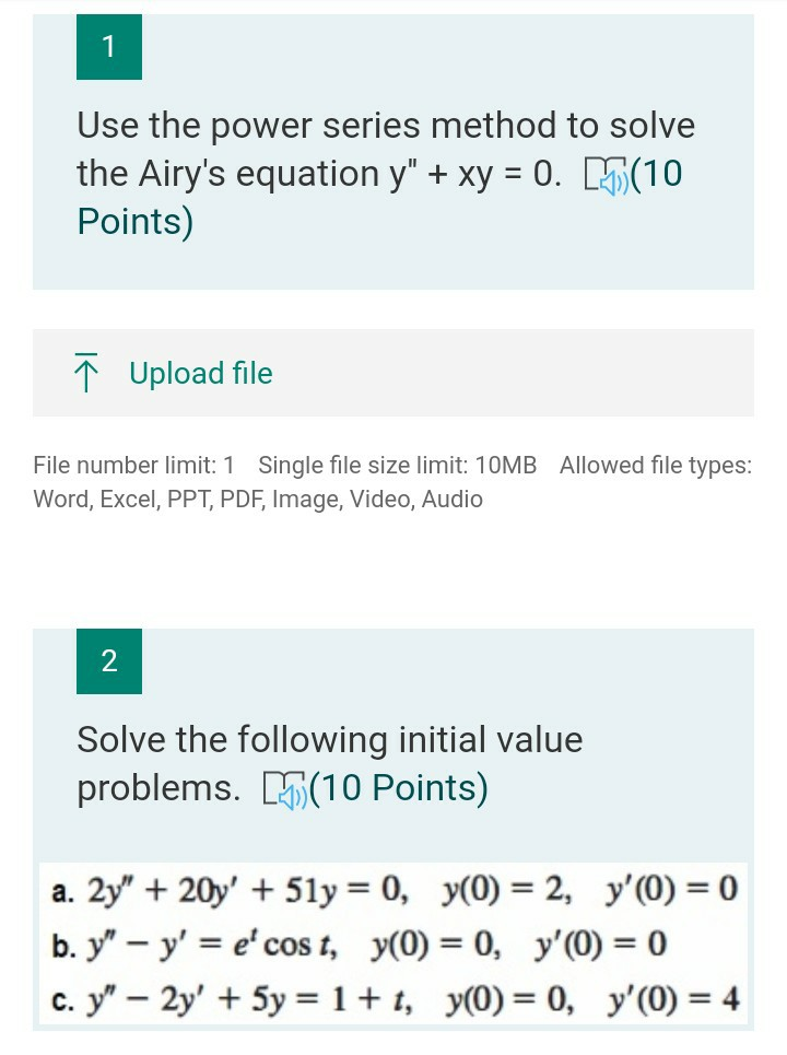 Solved Use the power series method to solve the Airy's | Chegg.com
