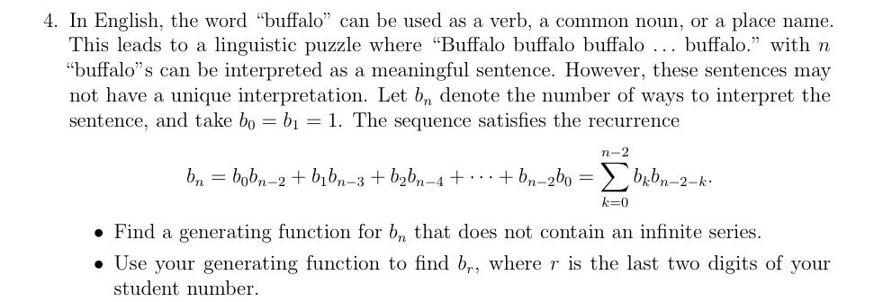 4. In English, the word "buffalo" can be used as a | Chegg.com