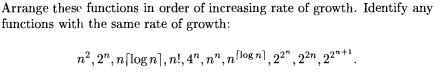 Solved Arrange these functions in order of increasing rate | Chegg.com