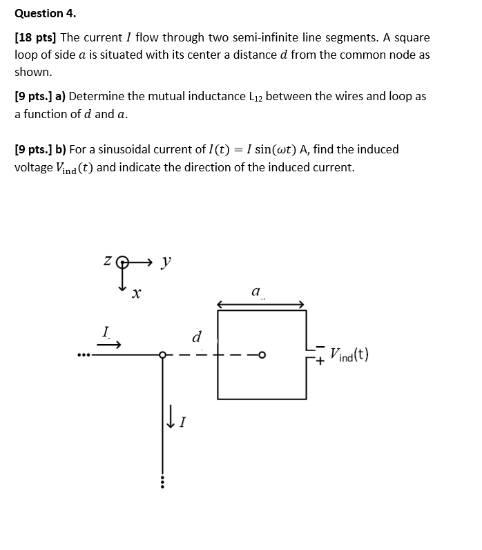 Solved [18 pts] The current I flow through two semi-infinite | Chegg.com