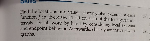 Solved SRIIIS 17. Find the locations and values of any | Chegg.com