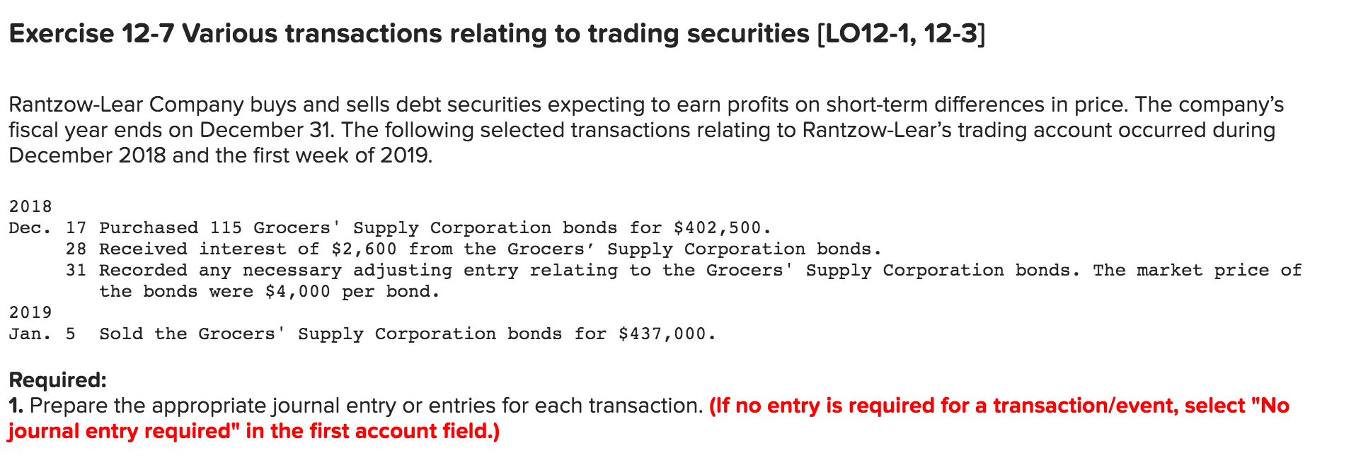 Solved Exercise 12-7 Various transactions relating to | Chegg.com