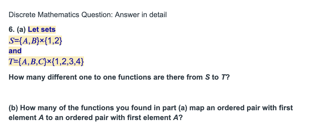 Solved Discrete Mathematics Question: Answer in detail 6. | Chegg.com